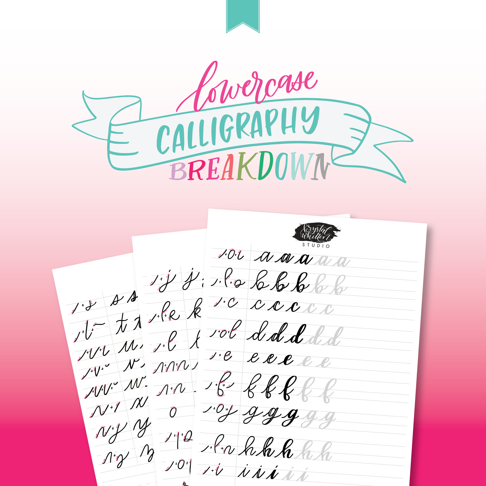 Lowercase Calligraphy Worksheets - Krystal Whitten Studio